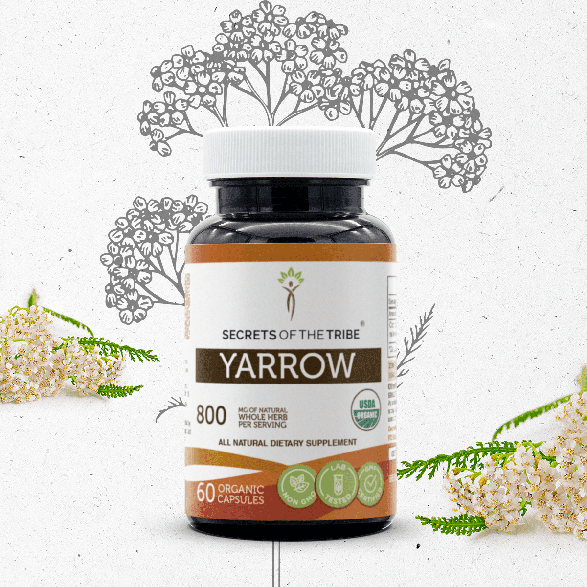 Secrets Of The Tribe Yarrow Organic Capsules Dietary Supplement ...
