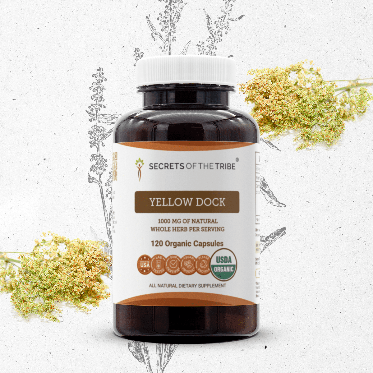Secrets Of The Tribe Yellow Dock Organic Capsules Dietary Supplement ...