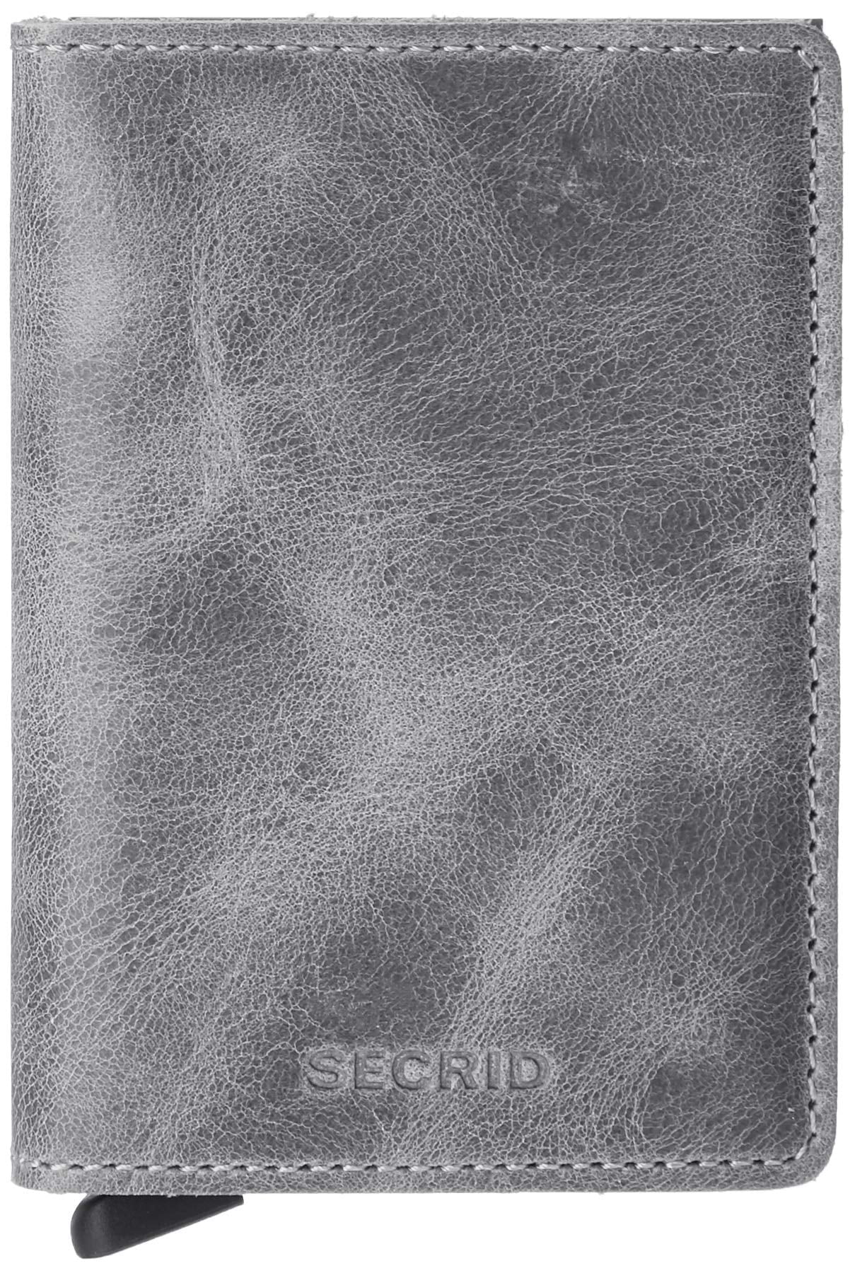 Secrid Slim Wallet Genuine Leather Vintage Grey Black RFID Safe Card ...