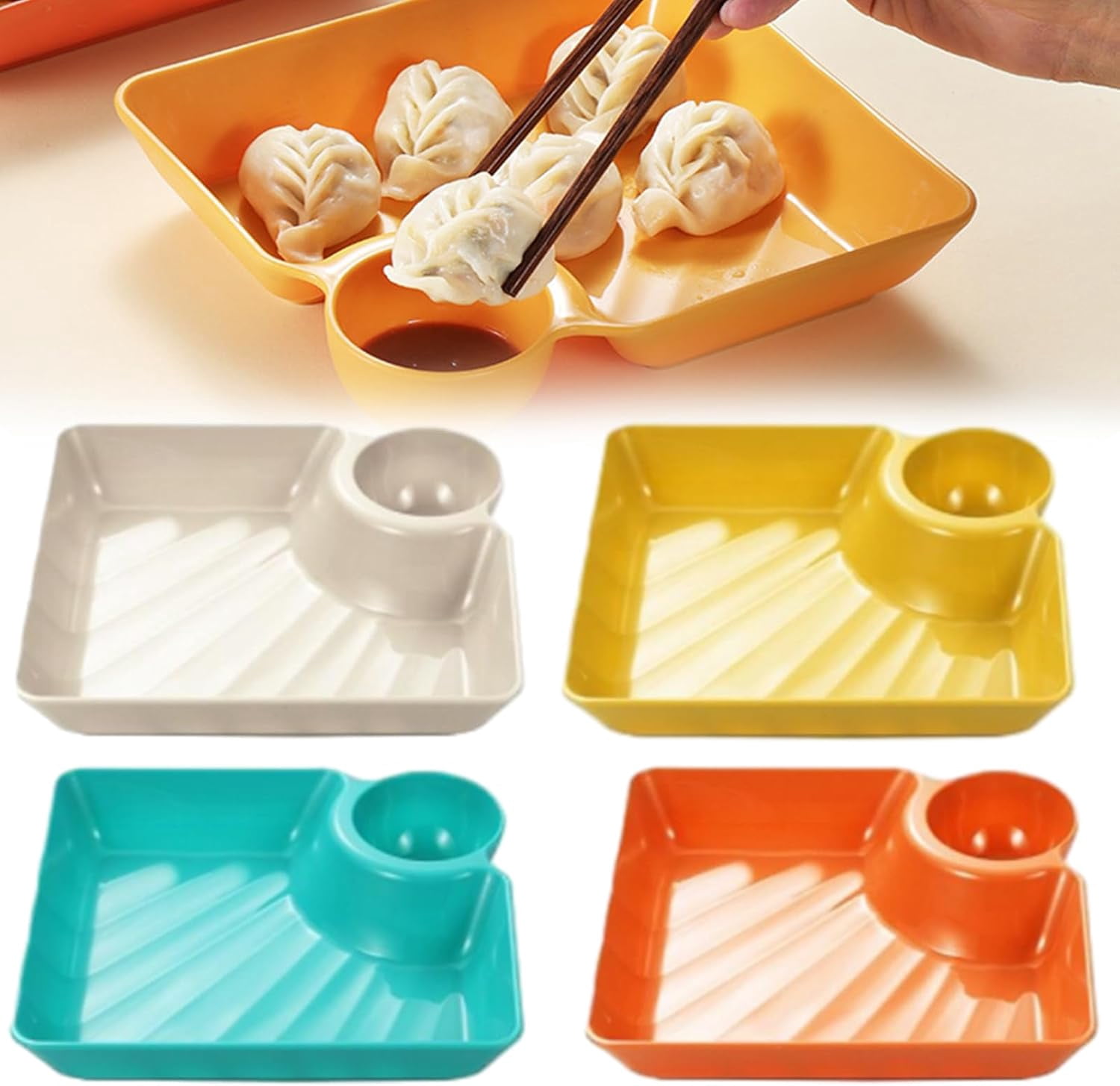 Section Sauce Separated Plate – Durable Divided Serving Dish with ...
