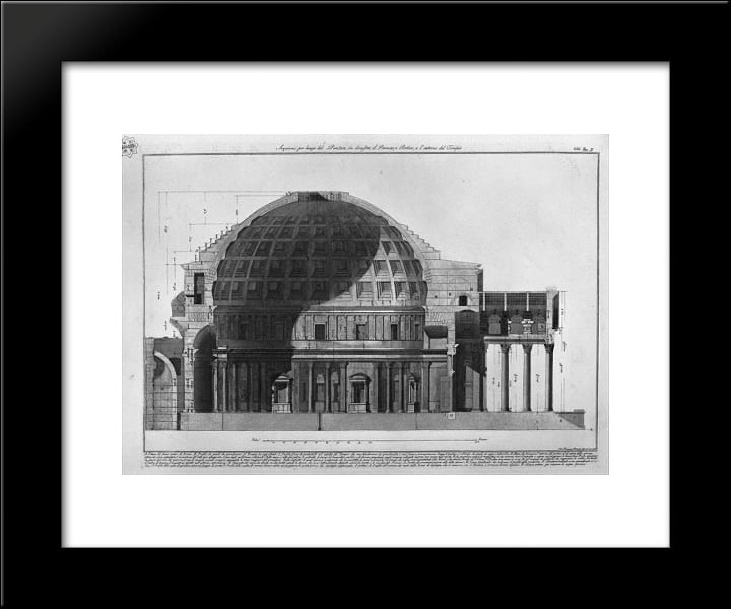 Section along the Pantheon, which shows the pronaos or portico and the ...