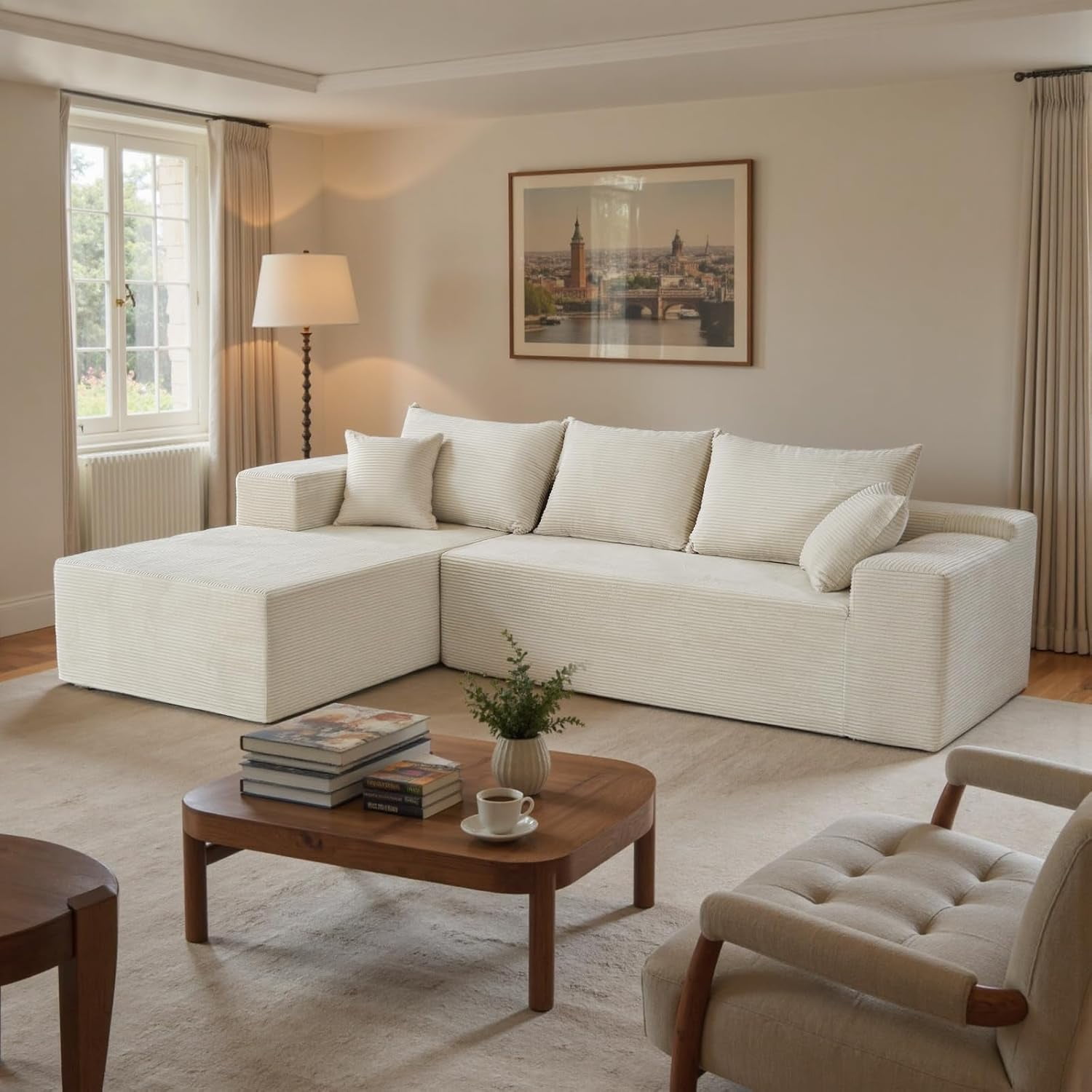 Sectional Cloud Boneless Couch for Living Room Bedroom, Comfy Modern L ...