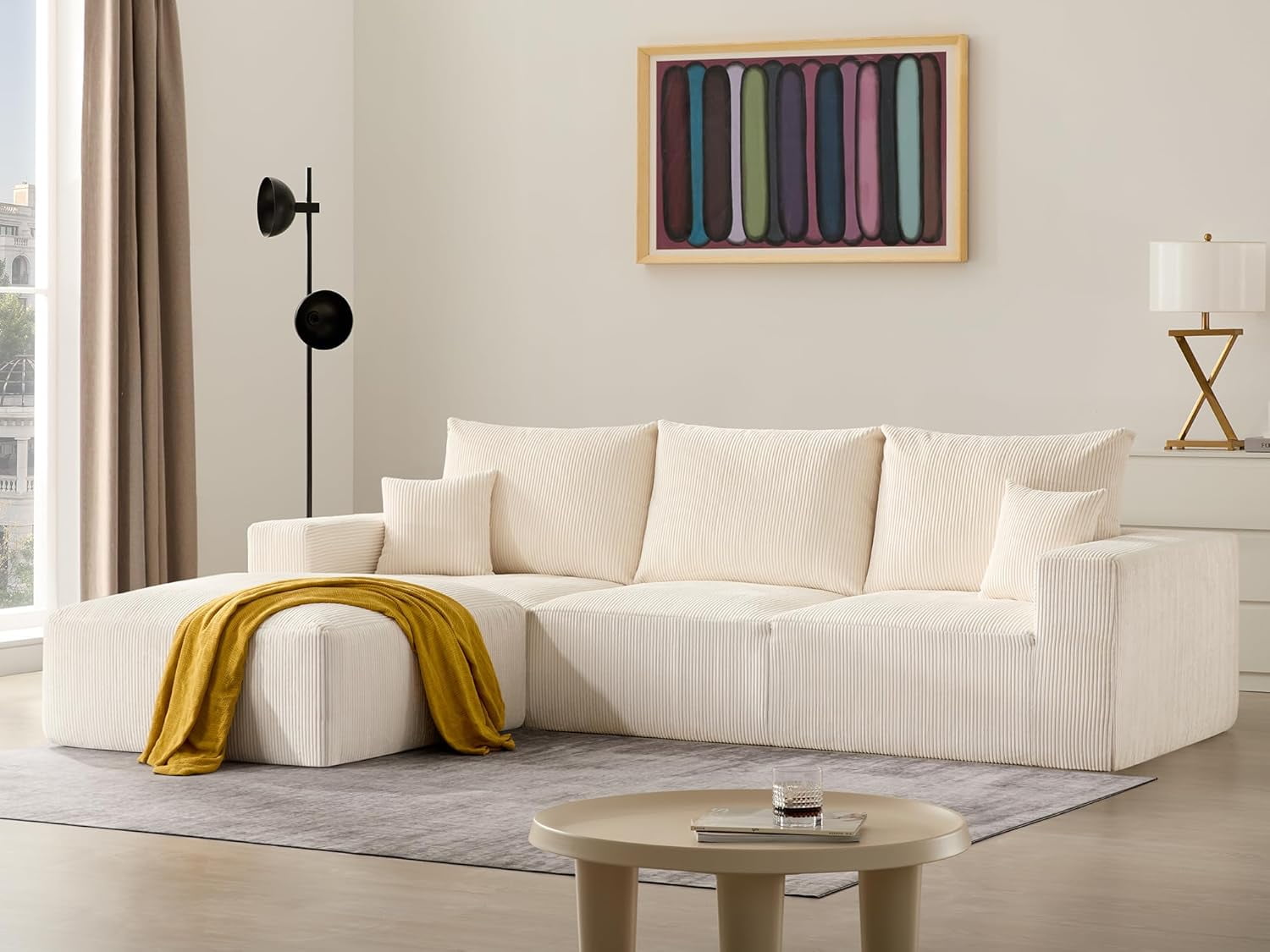 Sectional Cloud Boneless Sofa Couches for Living Room-113'' Beige 3 ...