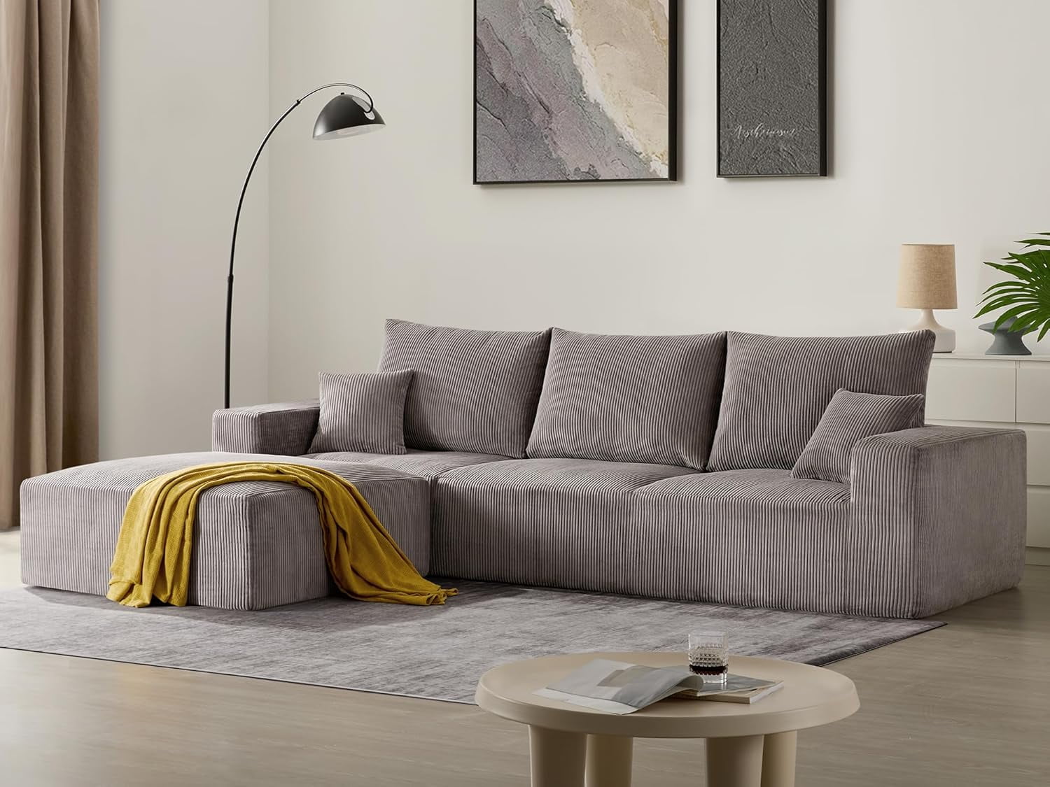 Sectional Cloud Boneless Sofa Couches for Living Room-113'' Gray 3 ...