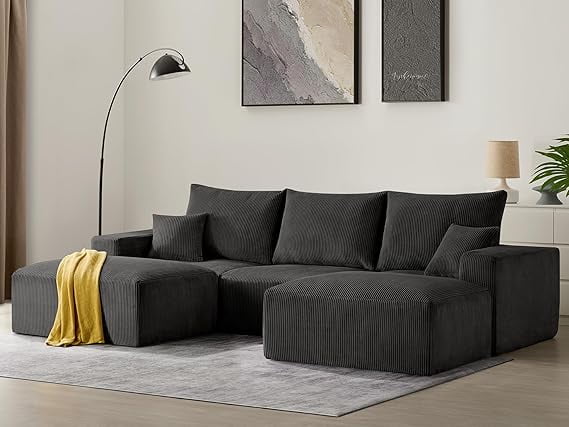 Sectional Cloud Boneless Sofa Couches for Living Room-113'' Beige 3 ...