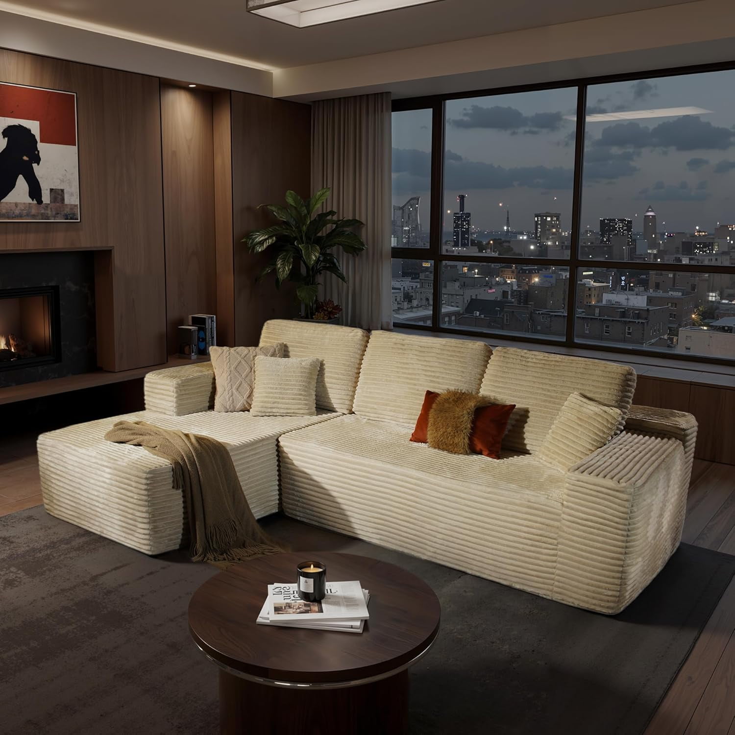 Sectional Cloud Couch for Living Room, Modular Floor Boneless Sofa with ...