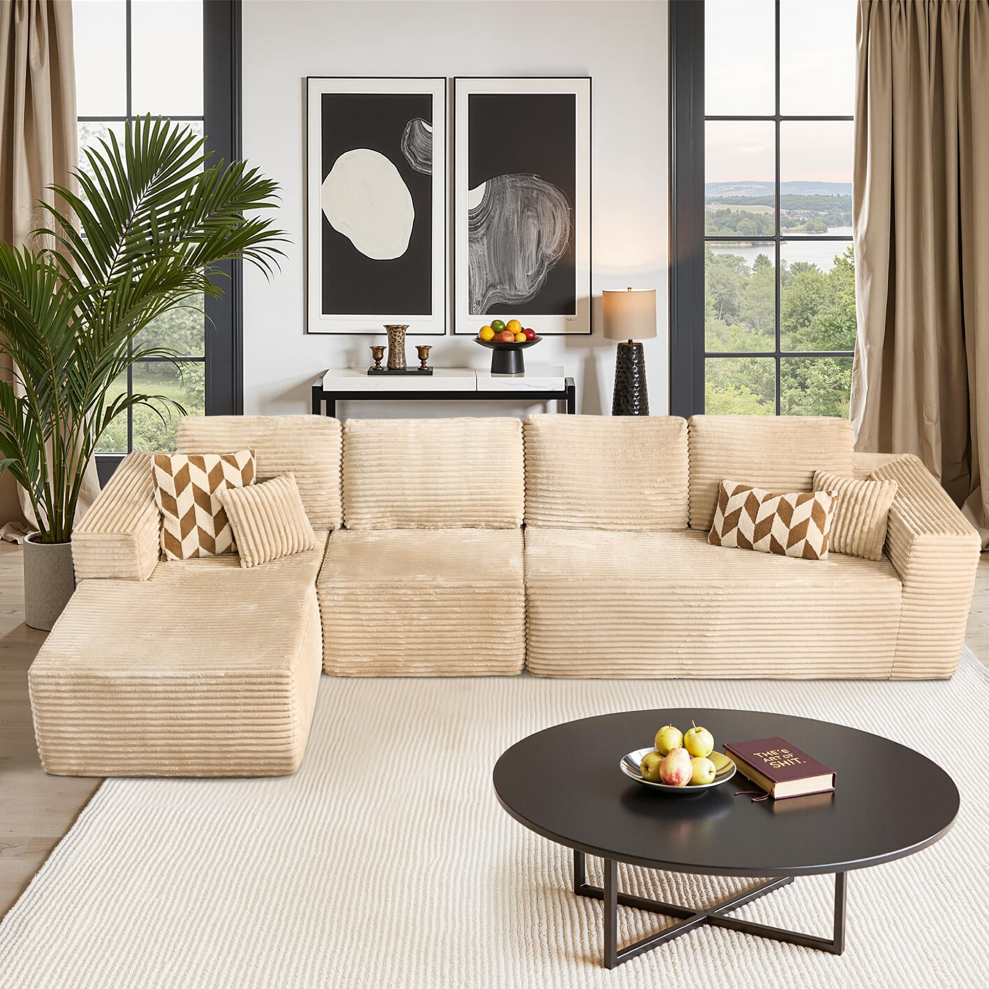 Sectional Cloud Couch for Living Room, Modular Floor Sofa with Plush ...