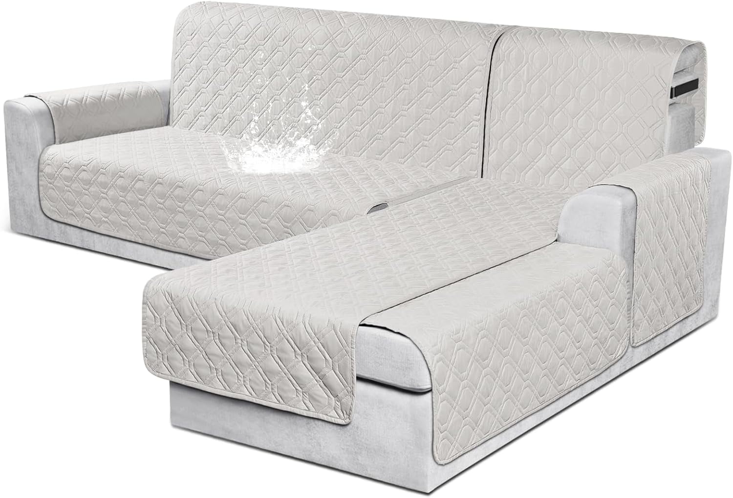 Sectional Couch Covers 100% Waterproof L-Shaped Sofa Slipcover 3-Piece ...