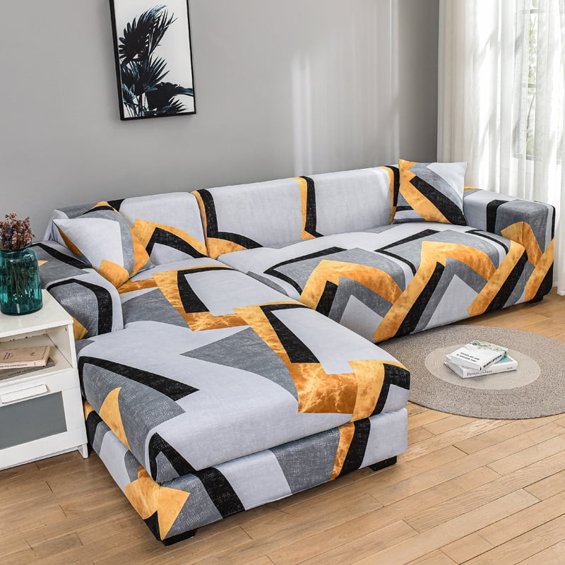 Sectional Couch Covers Printed L-Shaped Sofa Covers Stretch Couch Slipcover for living room ...