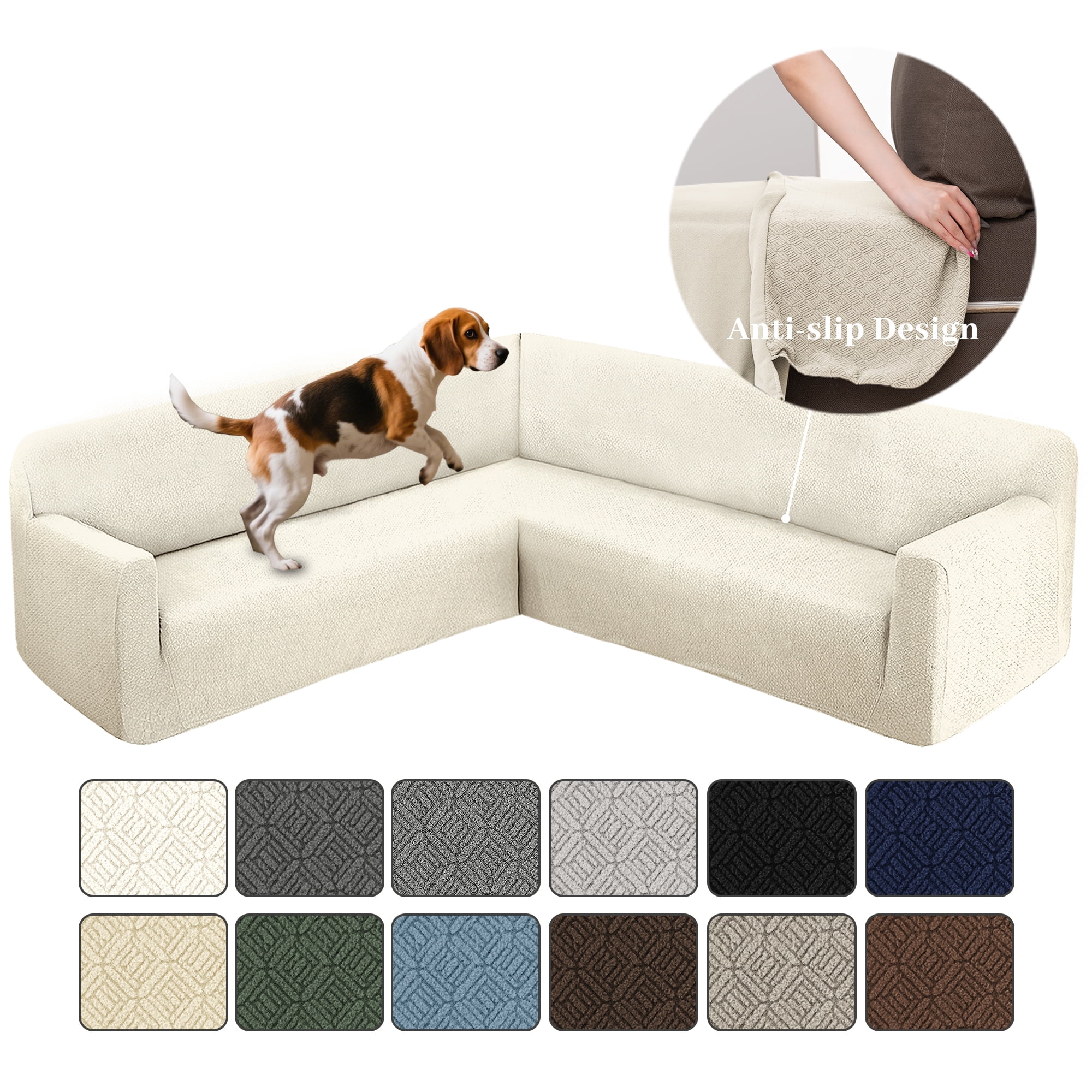 HDCAXKJ Sectional Couch Covers L Shaped Sofa Cover Stretch Jacquard ...