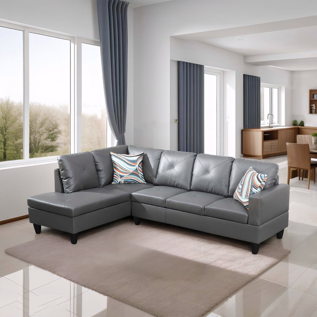 Sectional Couch for Living Room Furniture Sets, Faux Leather L Shape ...
