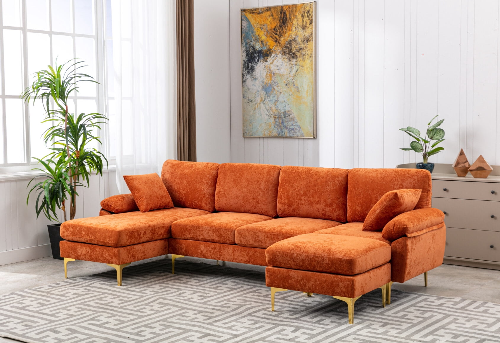Sectional Couches for Living Room, 114" Convertible Sectional Sofa ...