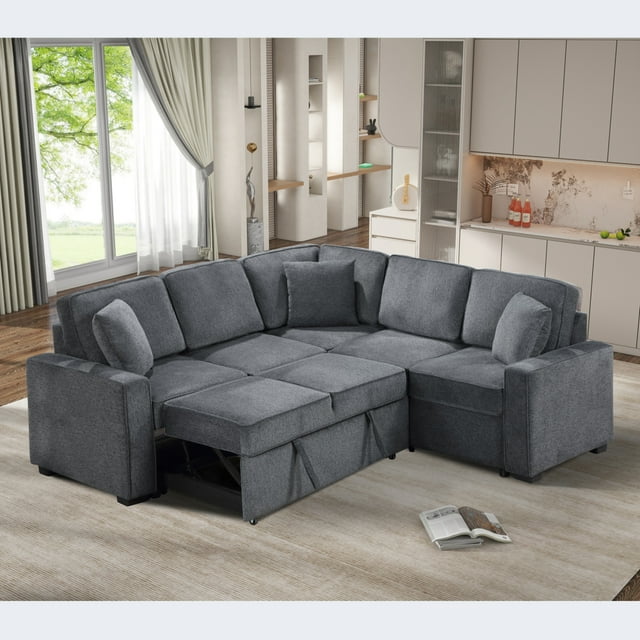 Sectional Couches for Living Room, Convertible Sectional Sofa L Shaped Couch with Pull Out Bed ...