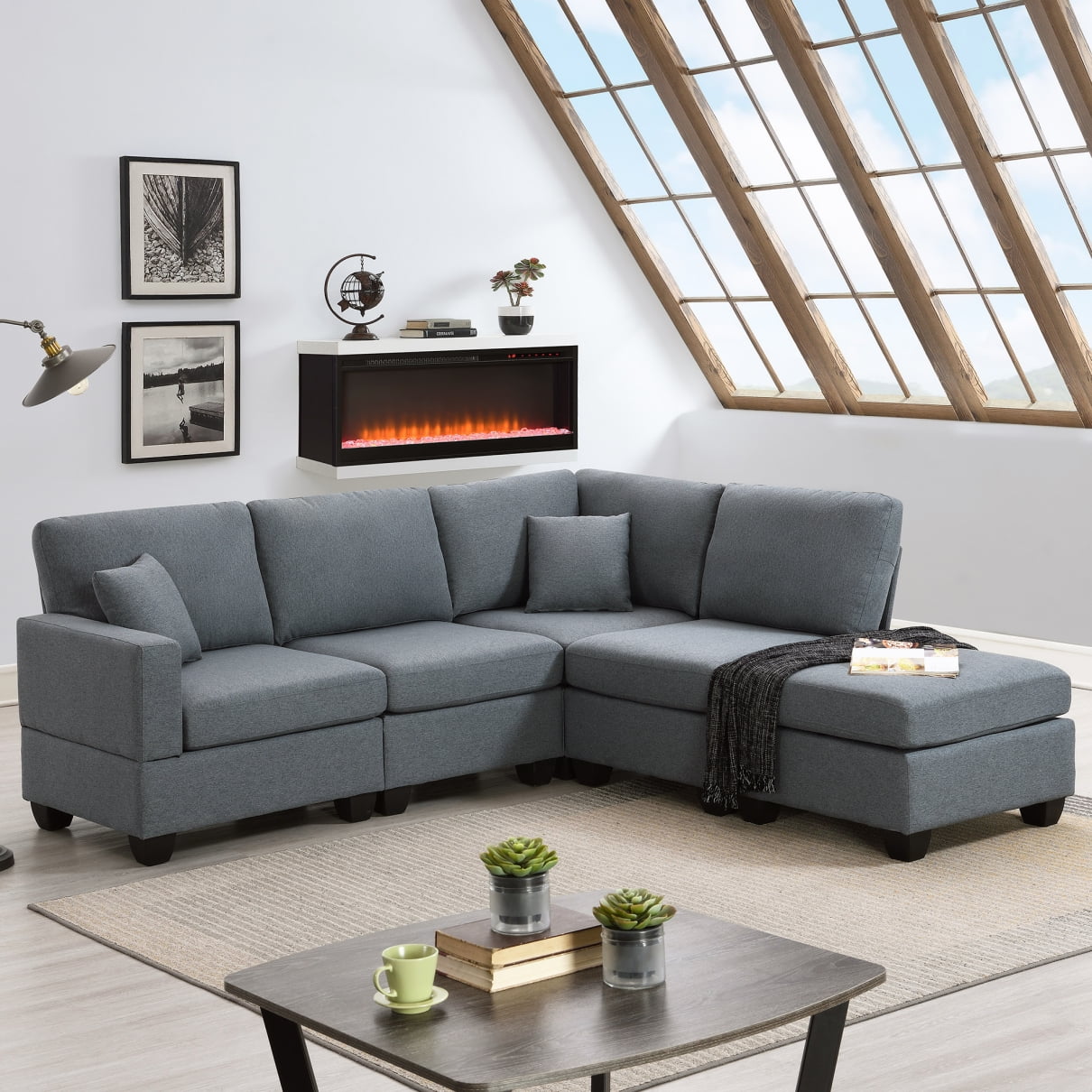 Sectional Couches for Living Room, L Shaped Couch with Convertible ...