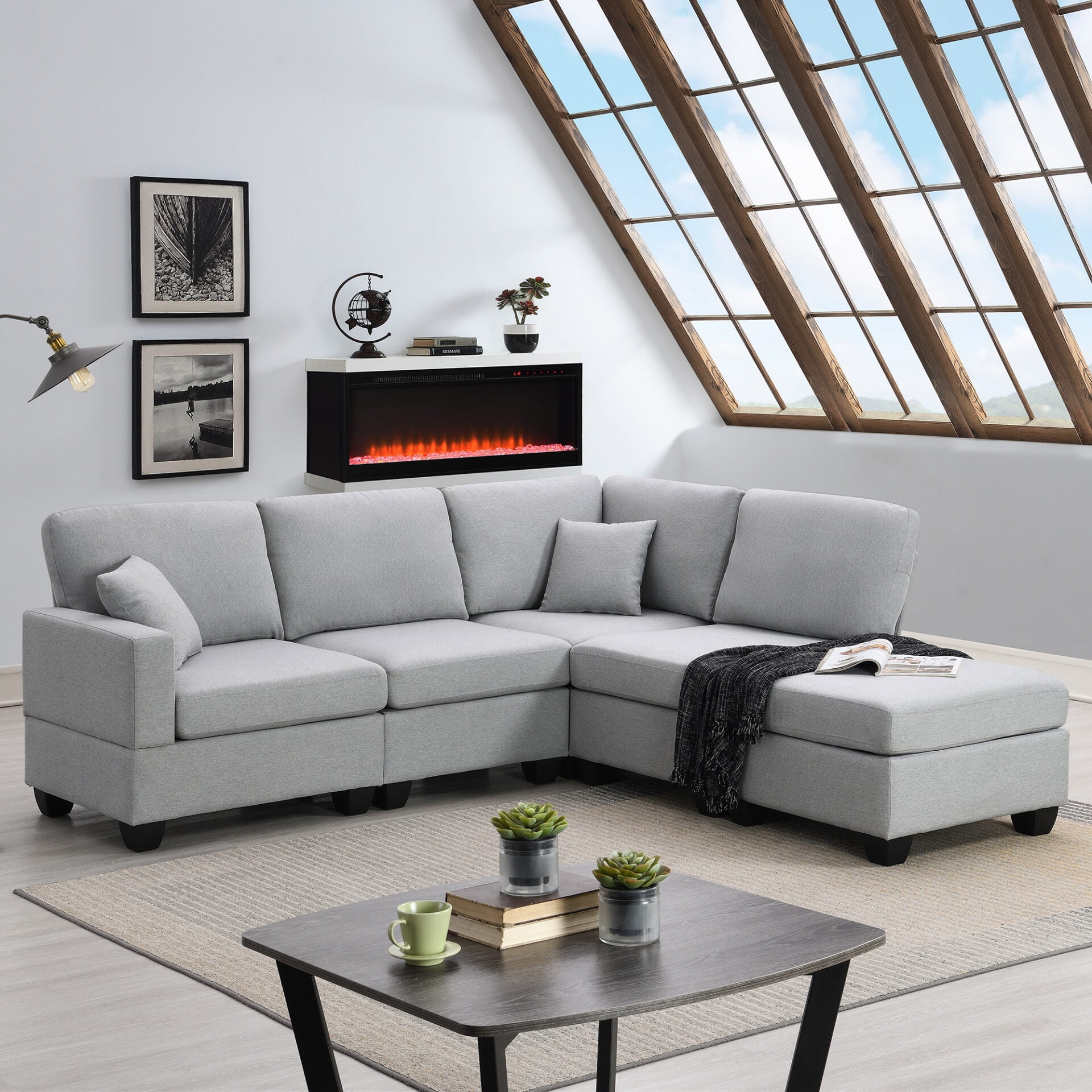 Sectional Couches for Living Room, L Shaped Couch with Convertible ...