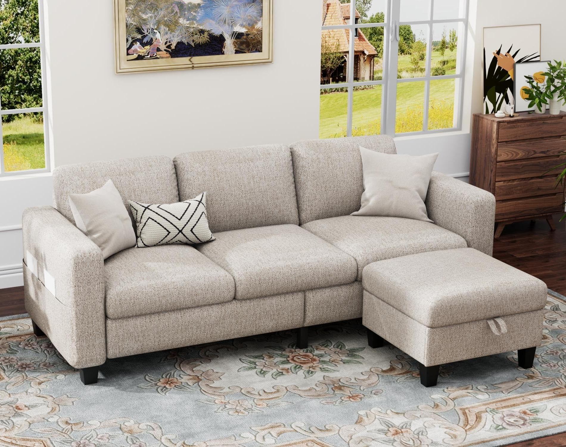 Sectional Couches for Living Room 78" Convertible L Shaped Couch 3 Seater Sofas with Storage ...