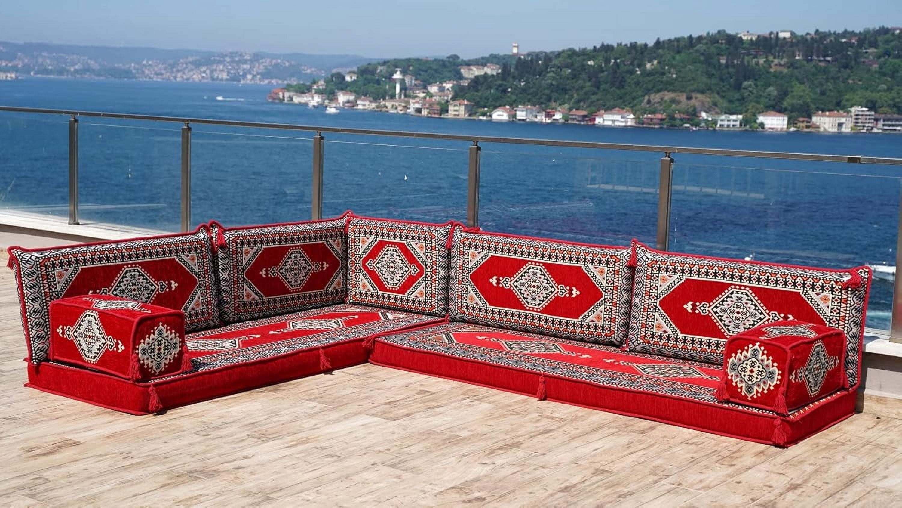 Sectional Floor Cushions, L Shaped Modular Couch, Sleeper Couch, Red ...