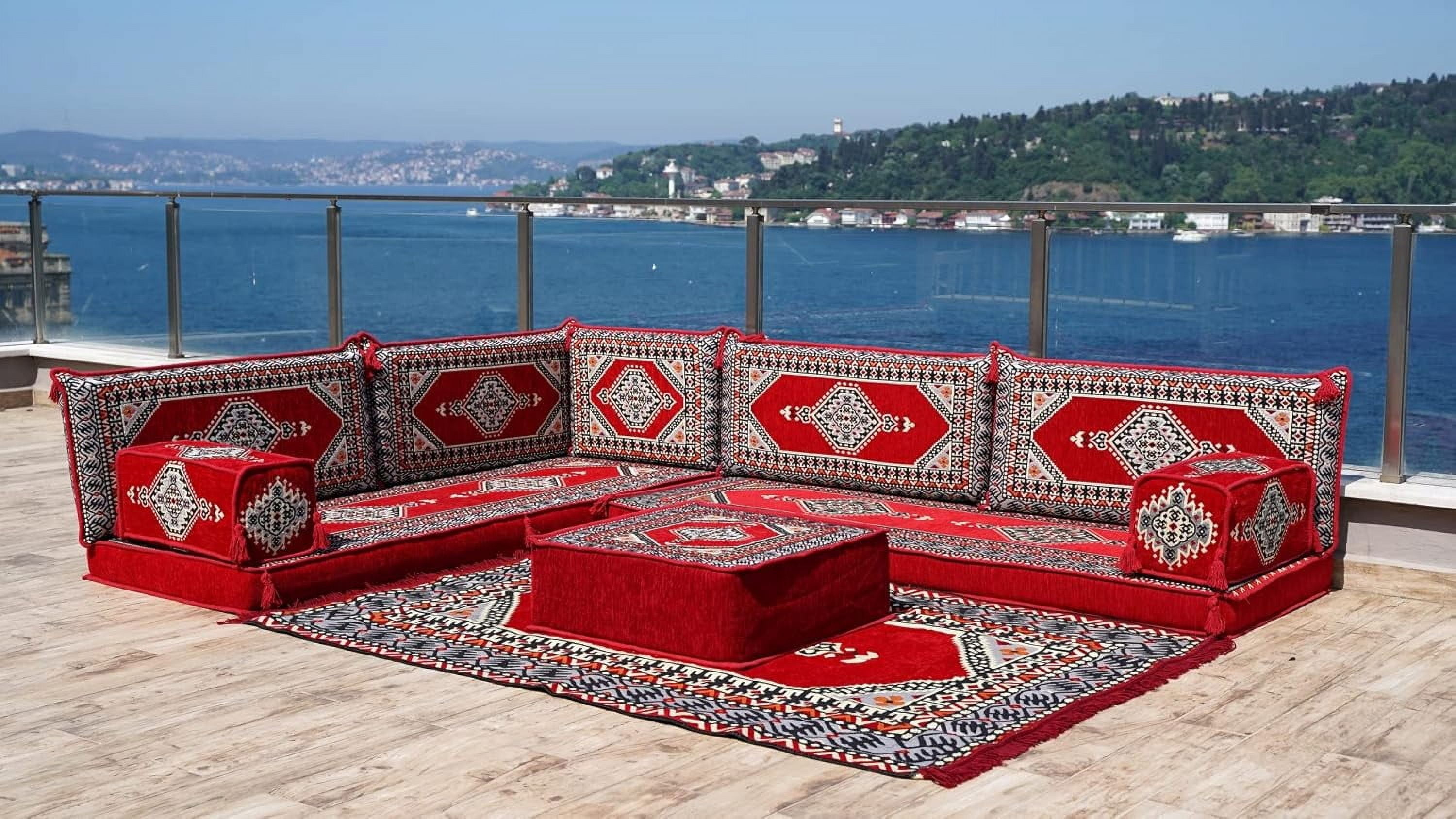 Sectional Floor Cushions, L Shaped Modular Couch, Sleeper Couch, Red ...