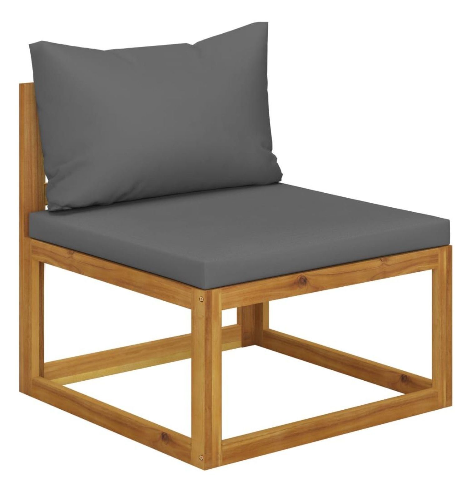 Sectional Middle Sofa & Dark Gray Cushion Solid Wood - Walmart.com