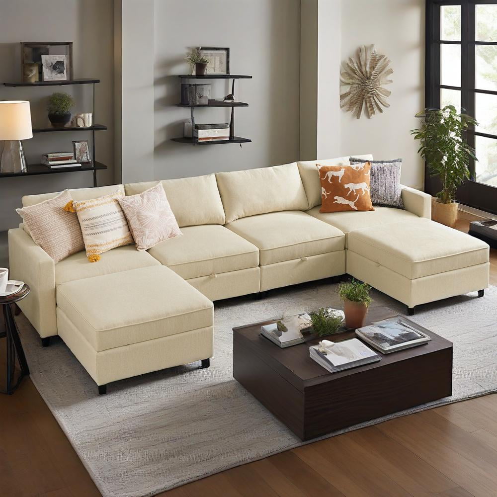 Sectional Sofa Couch, 6 Seat Sofa Set with Storage for Living Room ...