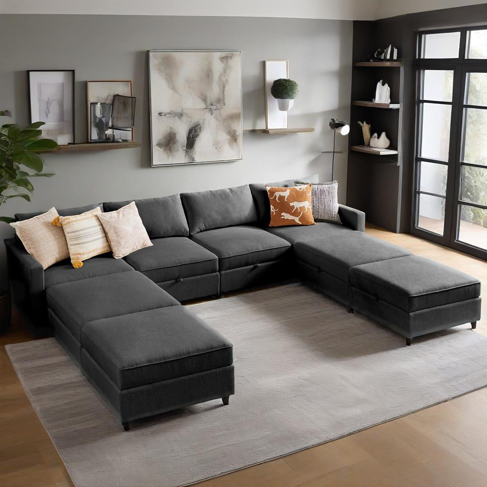 Sectional Sofa Couch, 8 Seat Sofa Set with Storage for Living Room ...