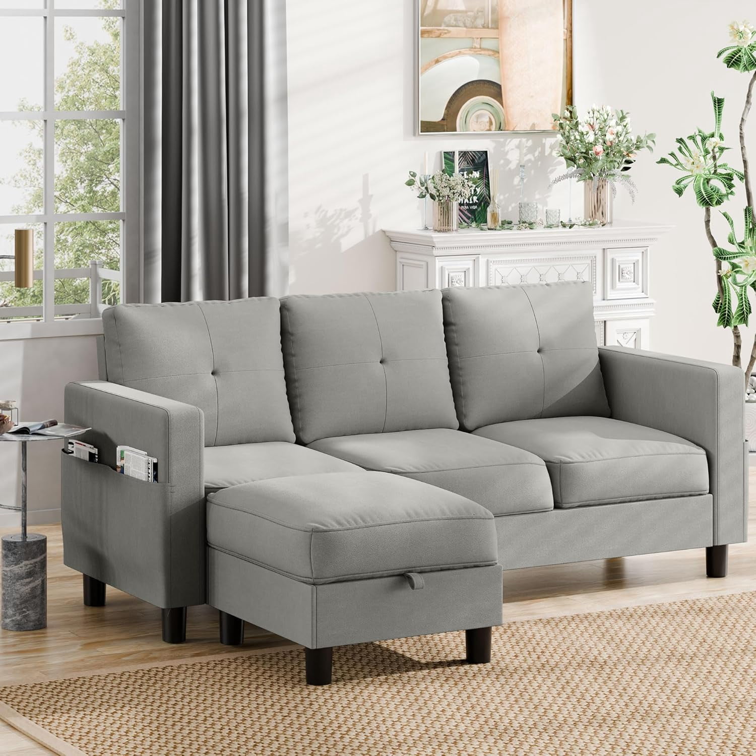 Sectional Sofa Couch Convertible L Shaped Sofas with Storage Ottoman ...