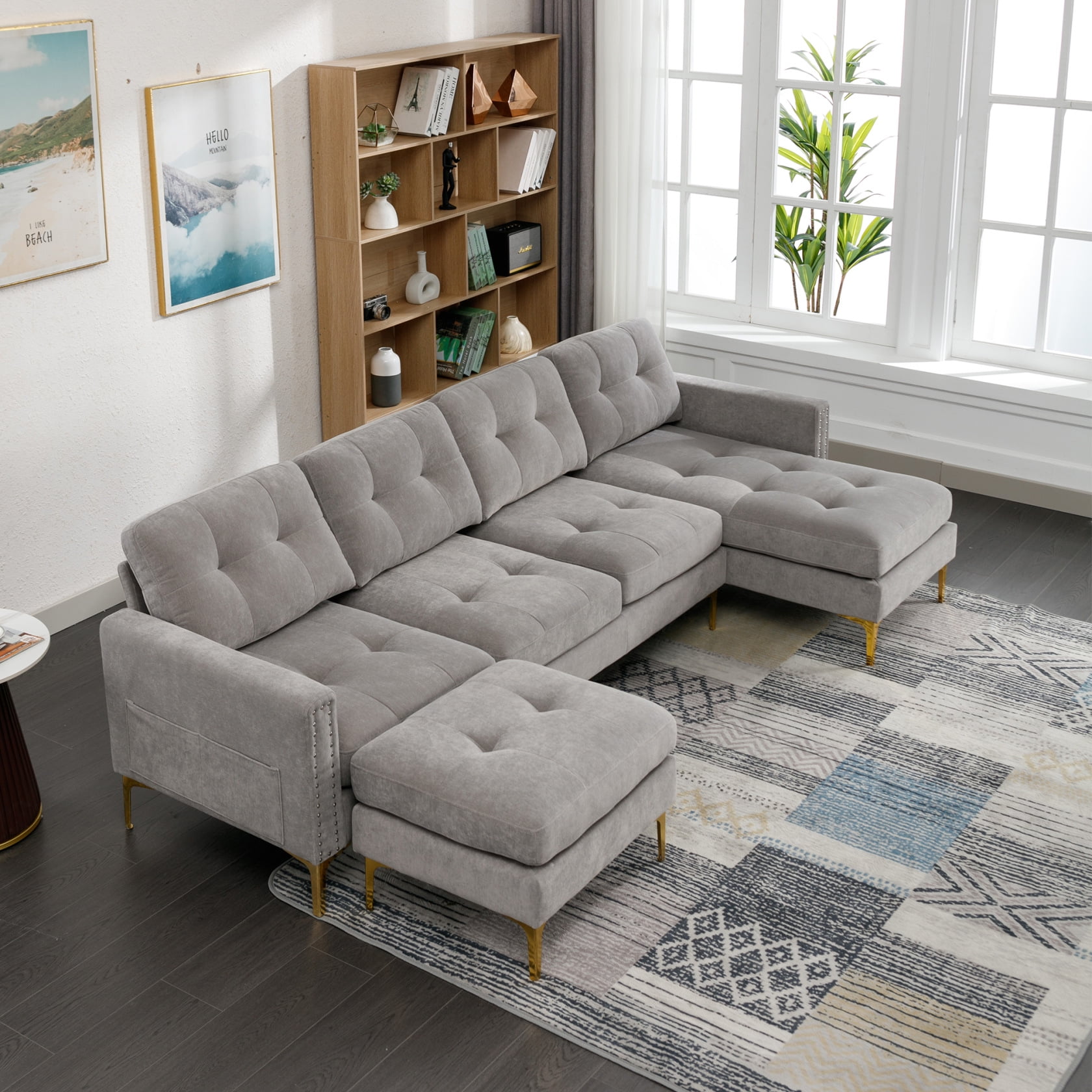 Sectional Sofa Couch for Living Room, 110" L-Shape Convertible ...