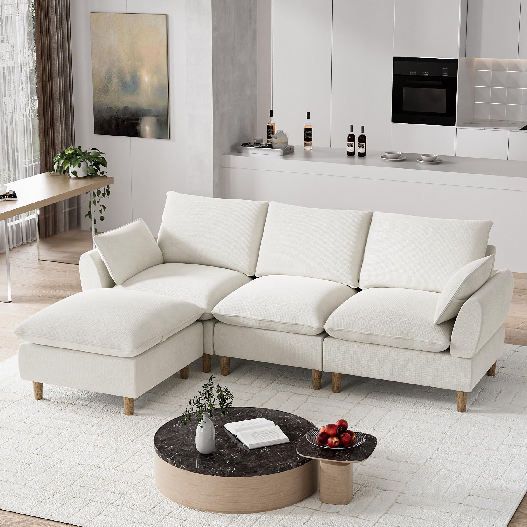 Sectional Sofa Couch for Living Room, 94" Couches Deep Seat L Shape ...