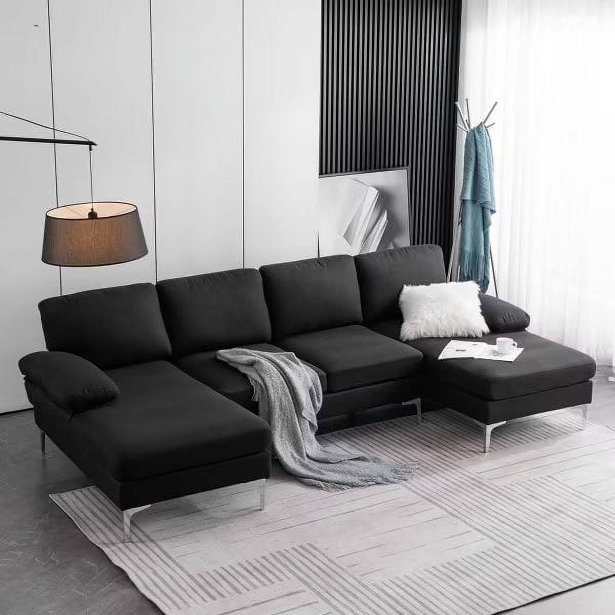 Sectional Sofa Sectional Couch, Modern U-Shaped Couch, 4-Seat Sofa with ...