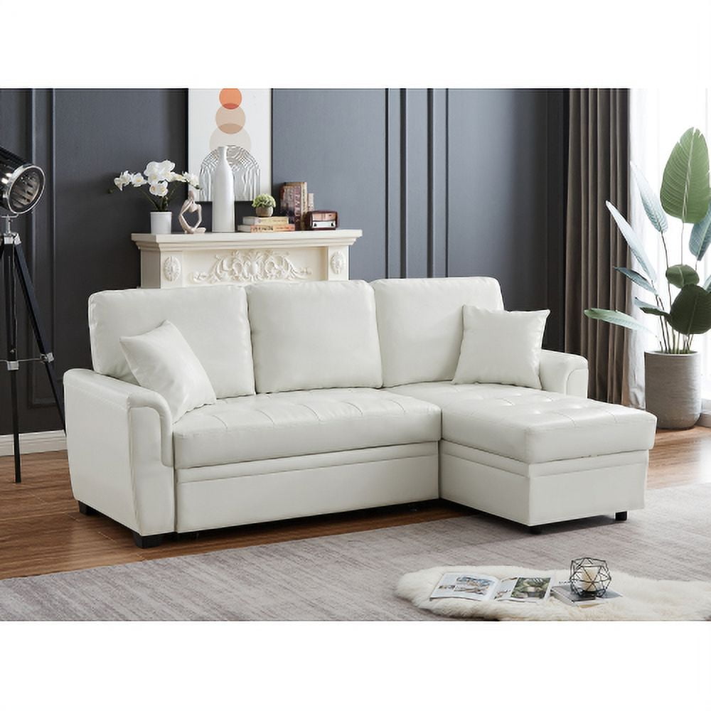 Sectional Sofa Couch, PU Leather L-Shape Leisure Storage Sofa Couch ...