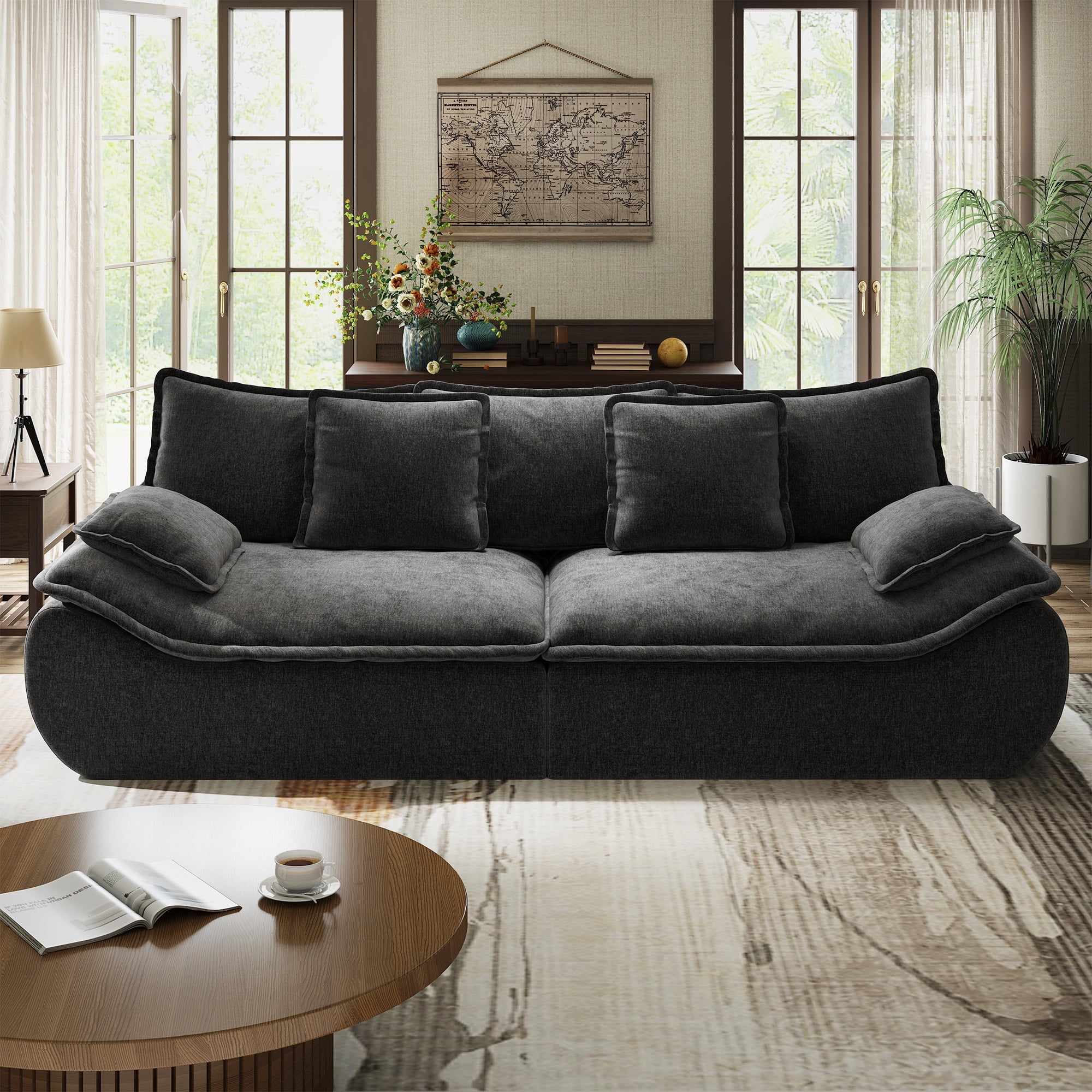 Sectional Sofa Couches 2-Seater Modular Sofa, Comfy Loveseat with Throw ...