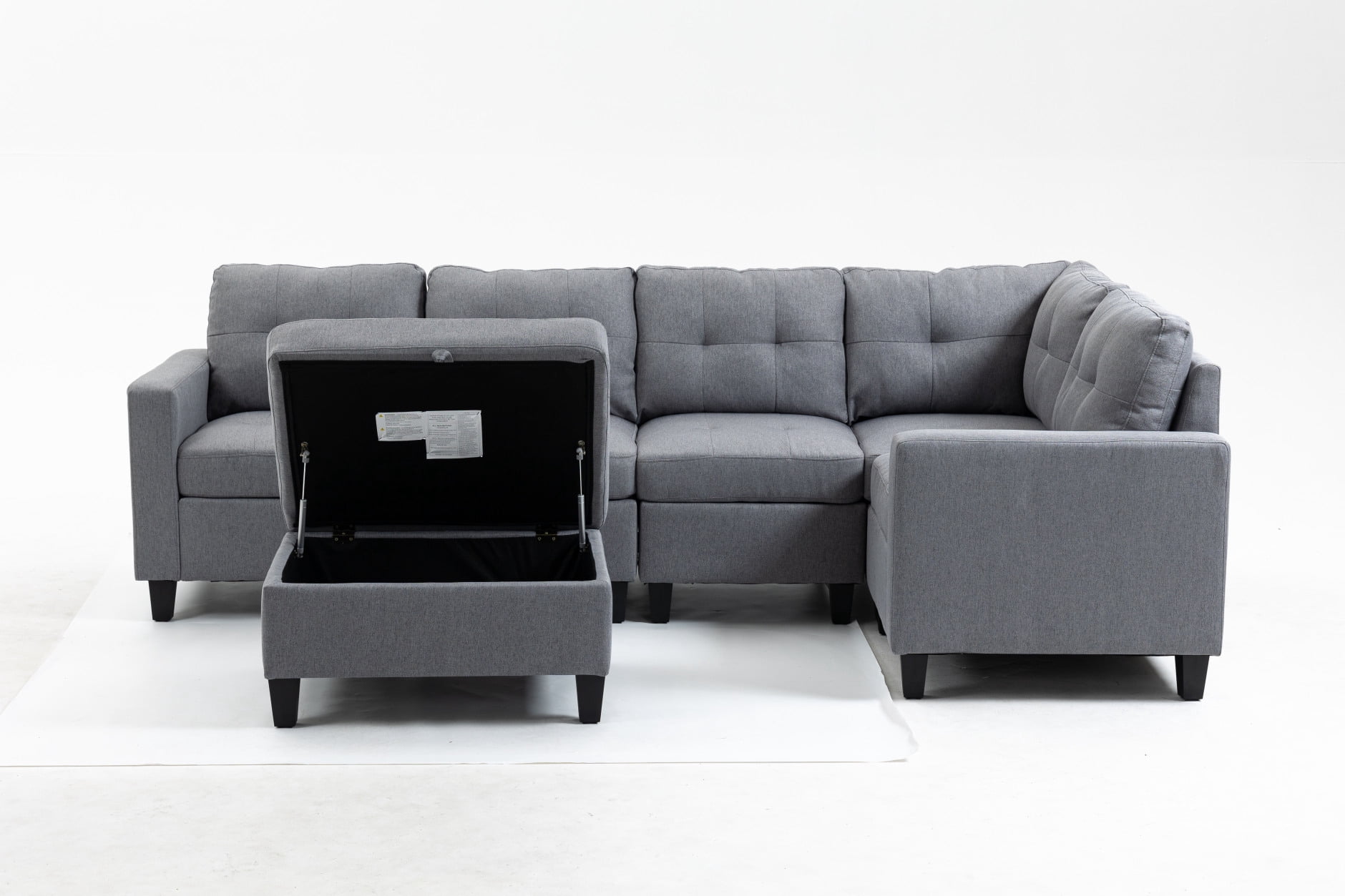 Sectional Sofa with Detachable Backrest Cushion, L Shaped Modular ...