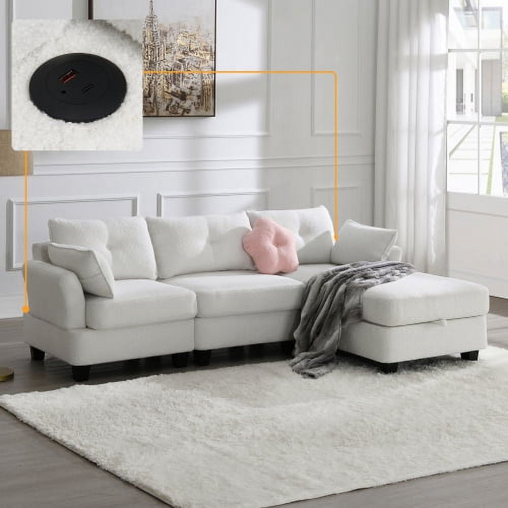 Sectional Sofa with Storage Ottoman, Modern L-Shaped Sofa Couch with ...
