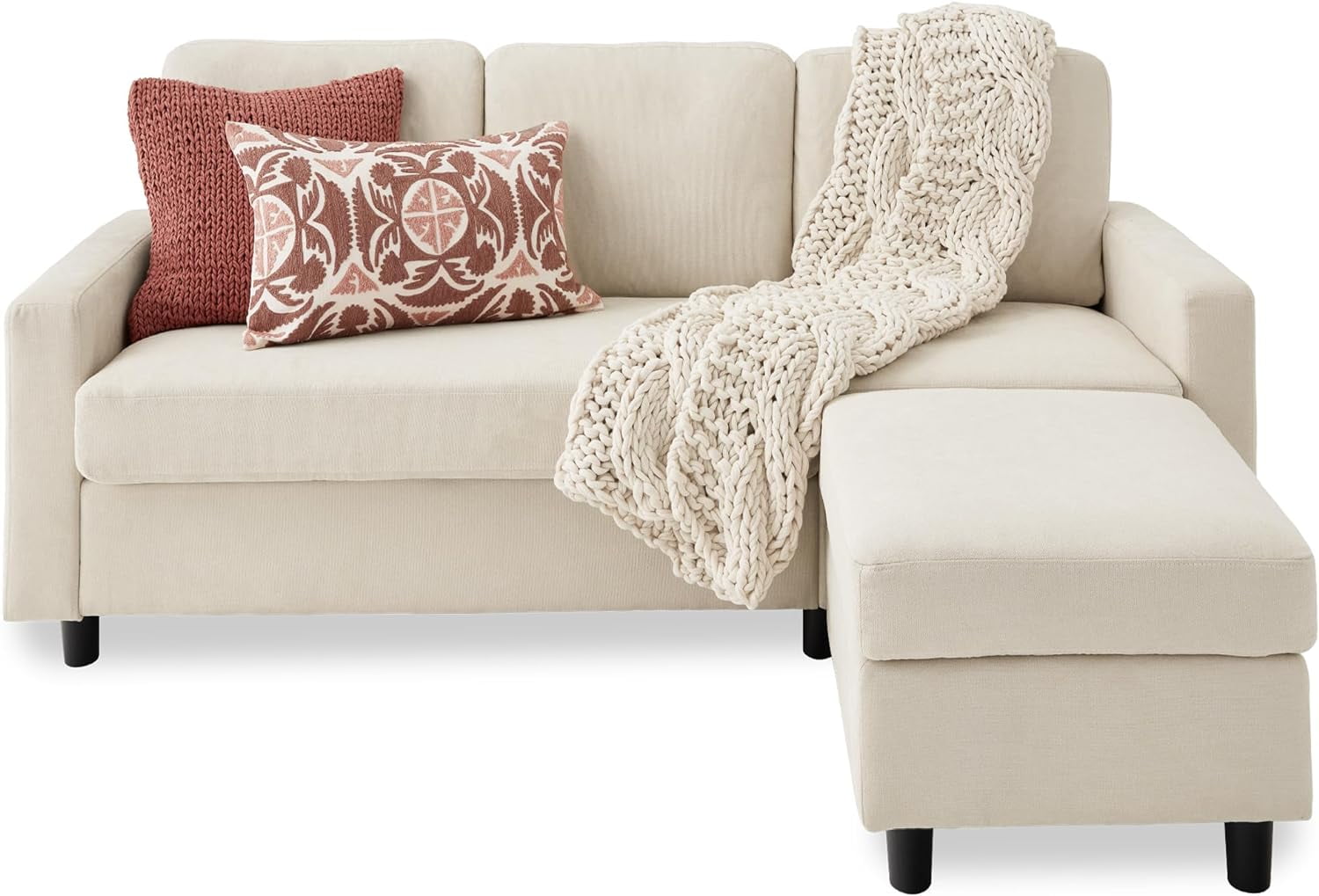 Sectional Sofa for Home, Apartment, Dorm, Bonus Room, Compact Spaces w ...