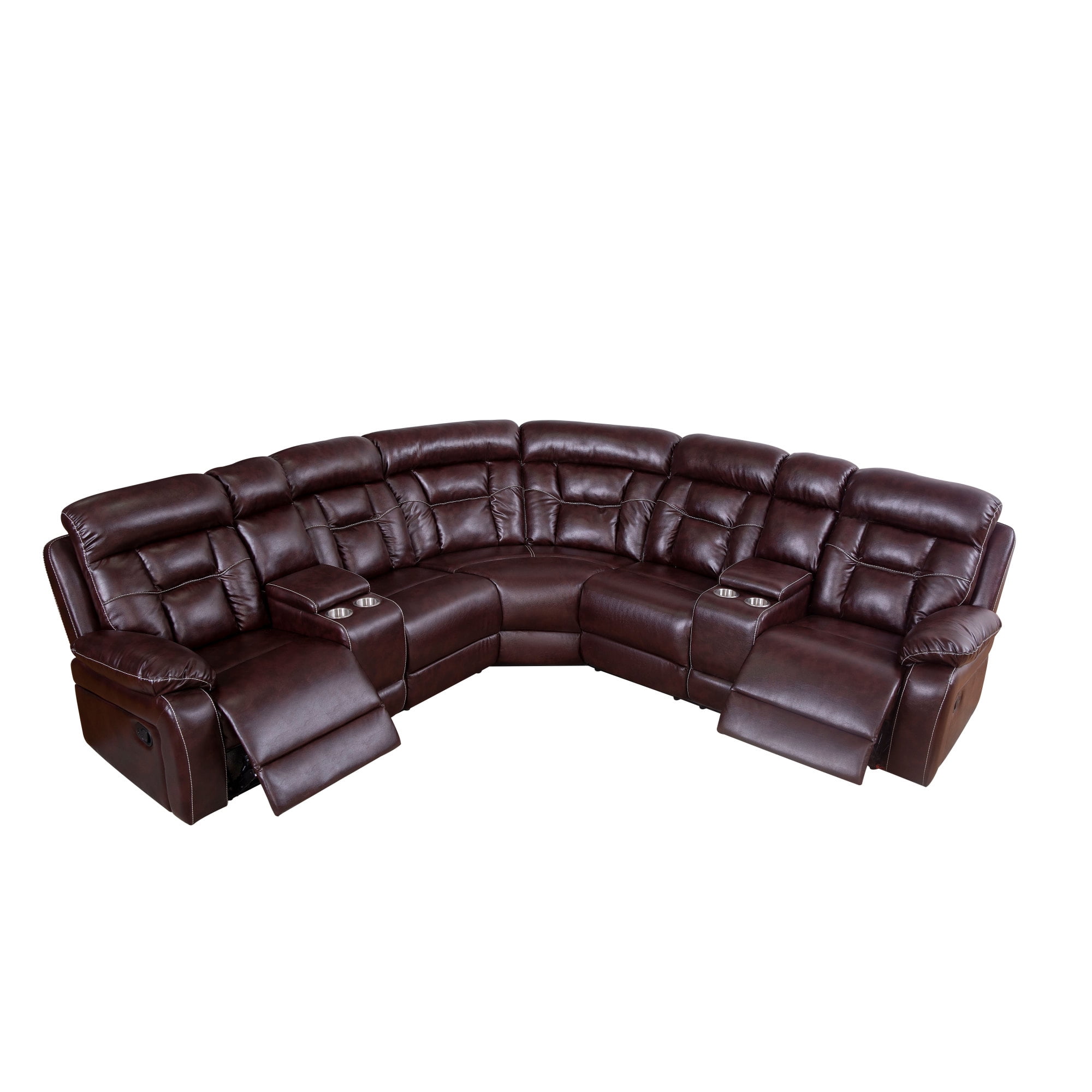 Sectional Sofa with Manual Reclining Brown - Walmart.com