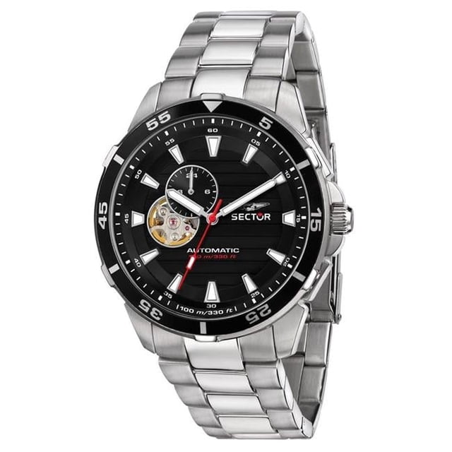 Sector ADV2500 Automatico Stainless Steel Open Heart Black Dial ...