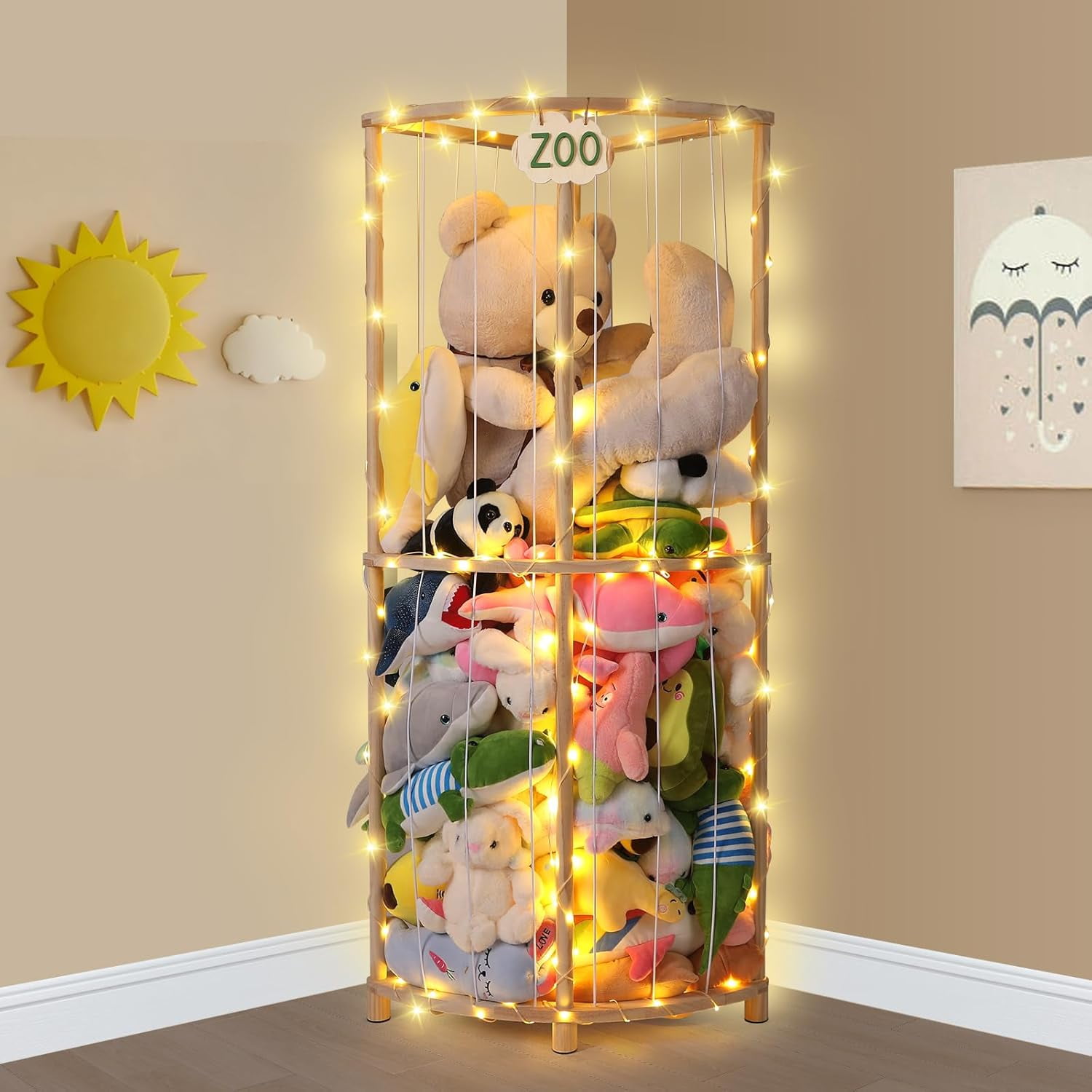 Sector Design Extra-Large Wooden Stuffed Animal Zoo Storage, Corner ...
