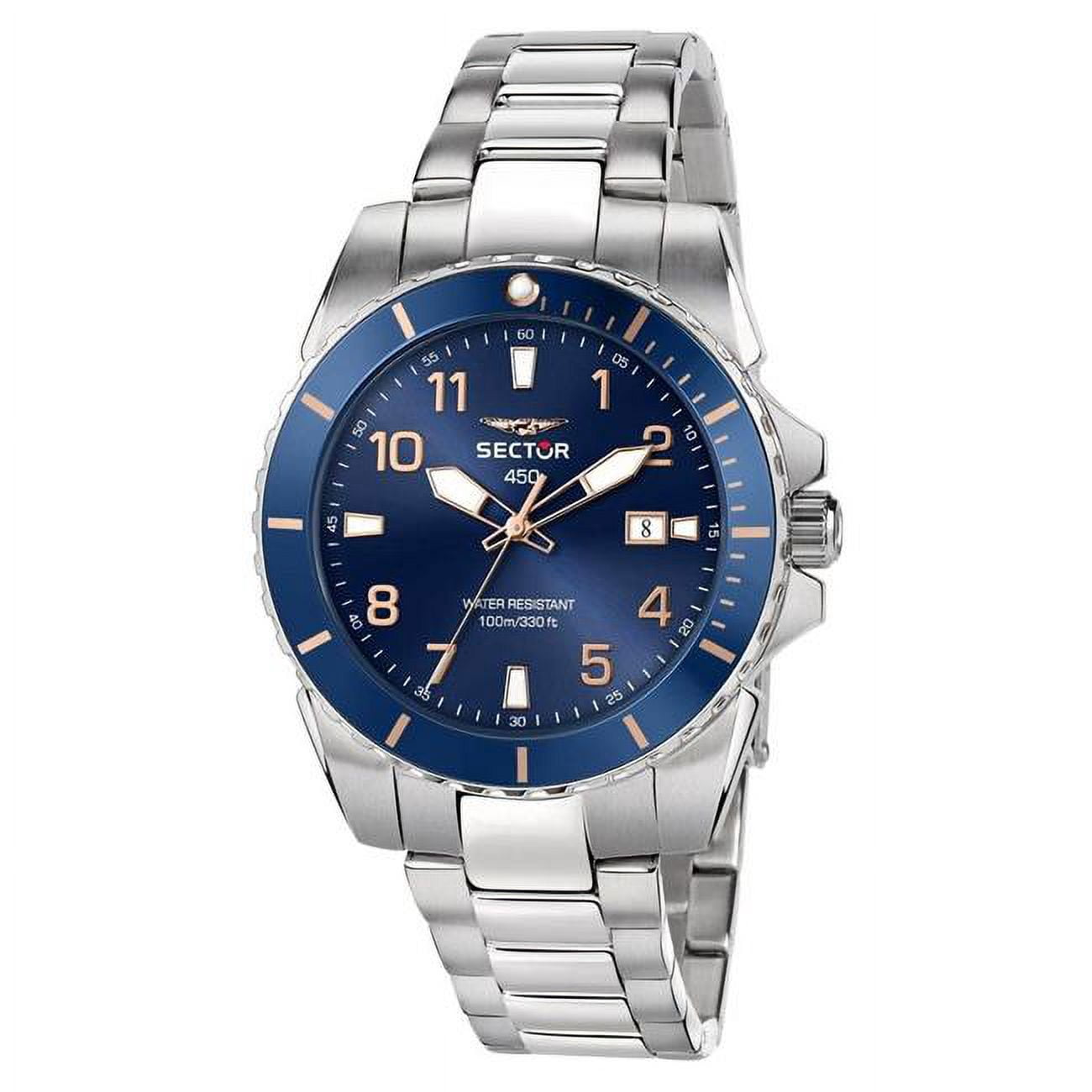 Sector R3253276010- 450 Date & Time Stainless Steel Blue Dial Quartz ...