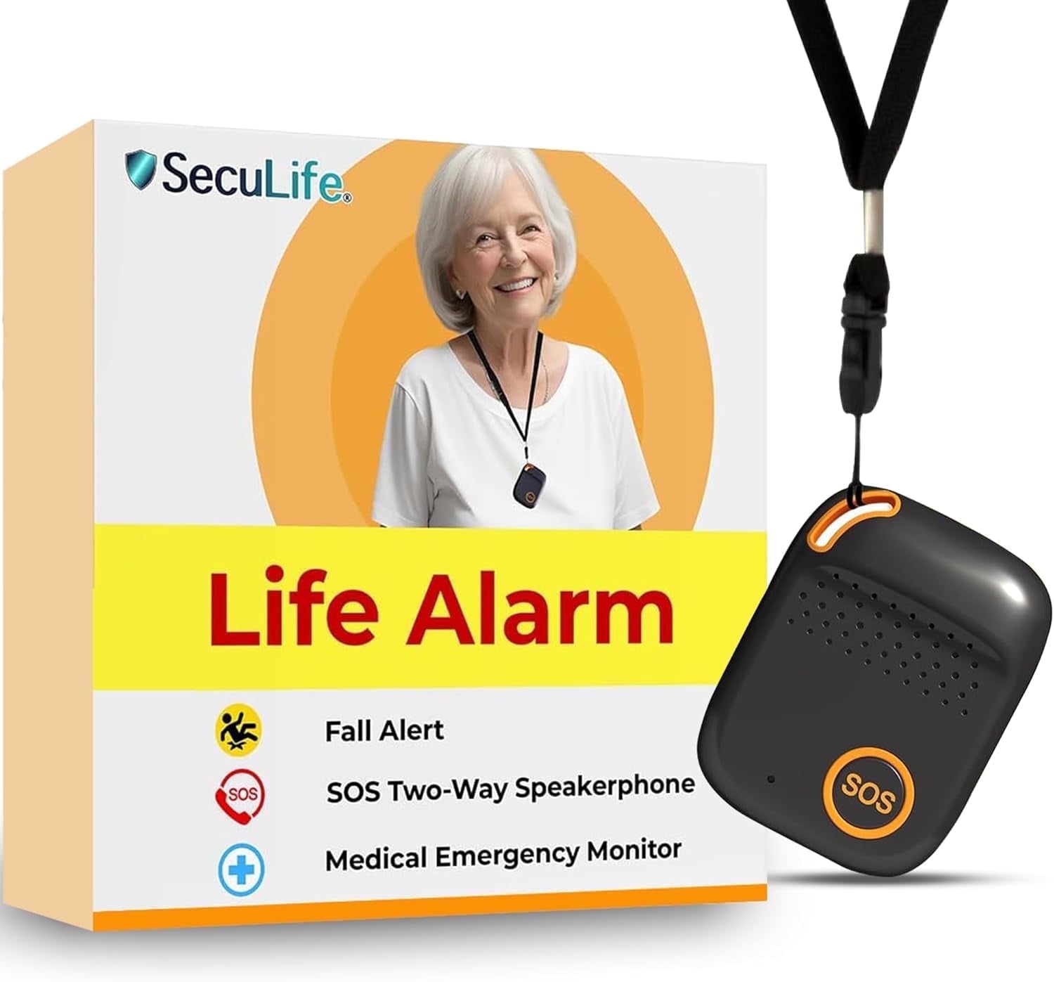 SecuLife GPS Tracker for Elderly with Fall Detection – Medical Alert System for Seniors with 24/ ...
