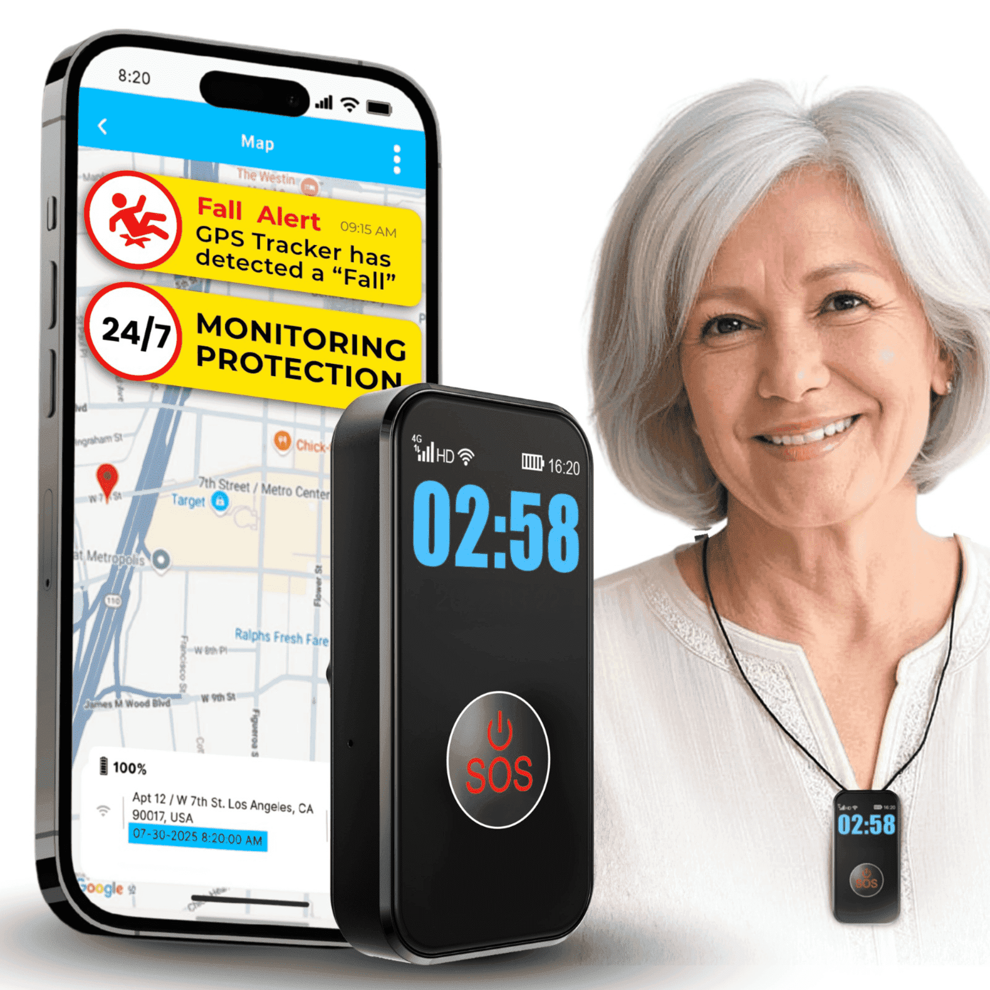 SecuLife Fall Alert Device, Medical Alert Pendant for Seniors - SOS GPS ...