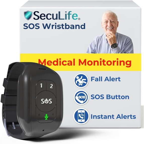 SecuLife Senior Fall Detection Wristband - GPS Medical Alert & 24/7 SOS ...