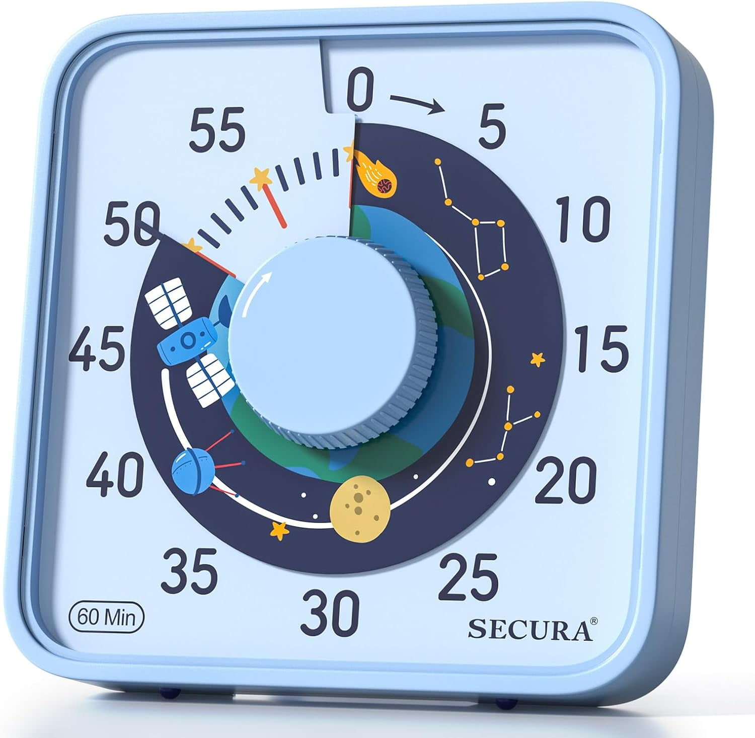 Secura 7.5-Inch Satellite Pattern Visual Timer for Kids, 60-Minute ...
