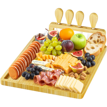 Charcuterie Boards with Handles - Bamboo Cheese Board with Knife Set ...