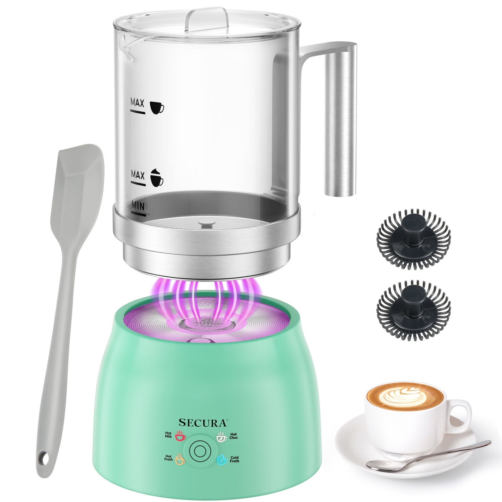 Secura Detachable Milk Frother and Steamer, 17oz Electric Milk Warmer 4 ...
