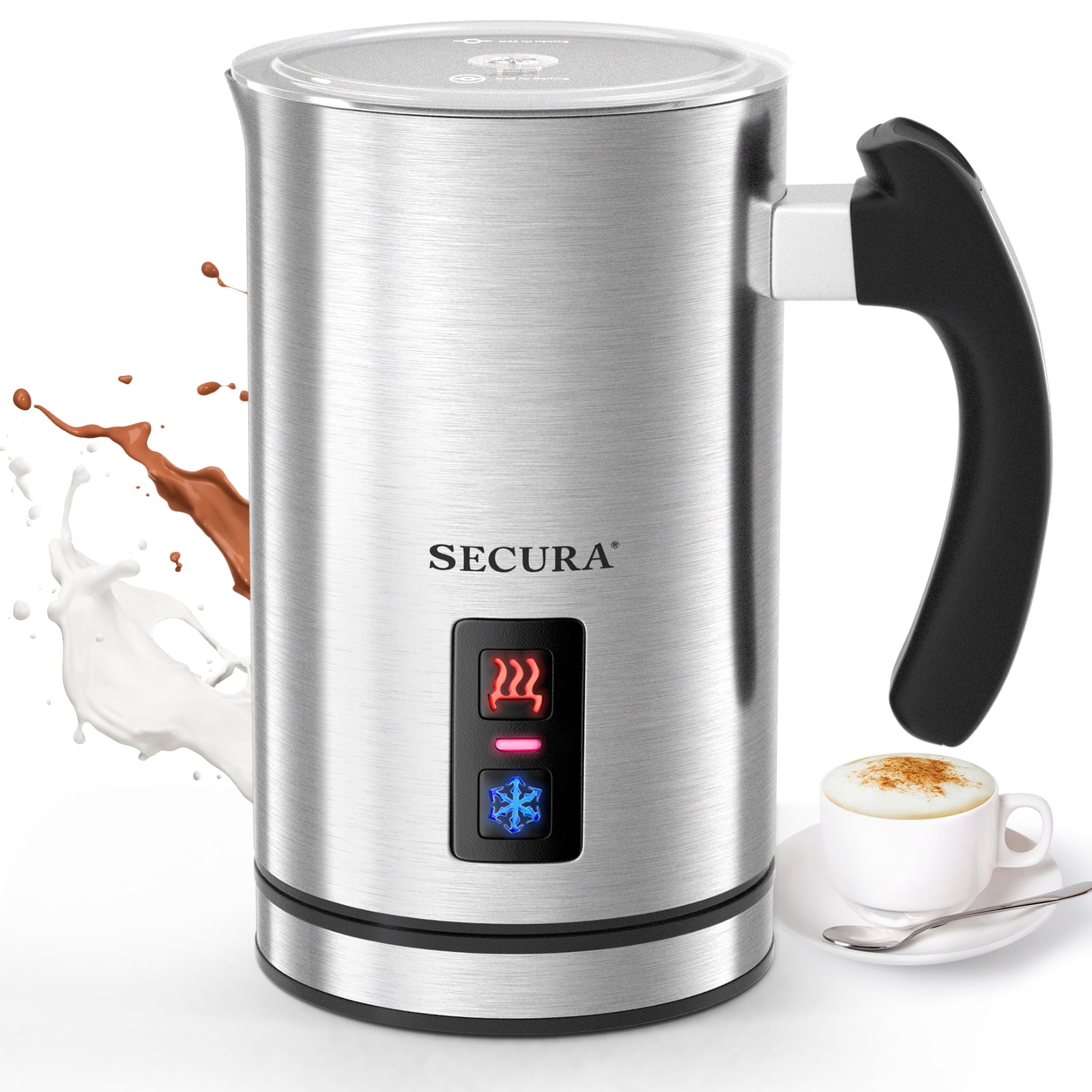 Secura Electric Milk Frother, Stainless Steel Steamer for Warm or Cold ...