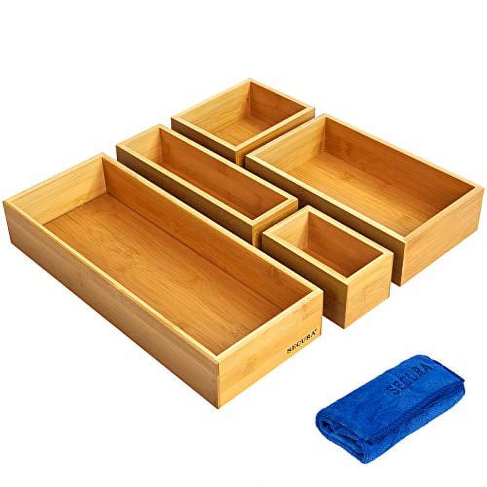 Secura Kitchen Drawer Utensil Organizer Box Set 5 Pack, Bamboo Utensil ...