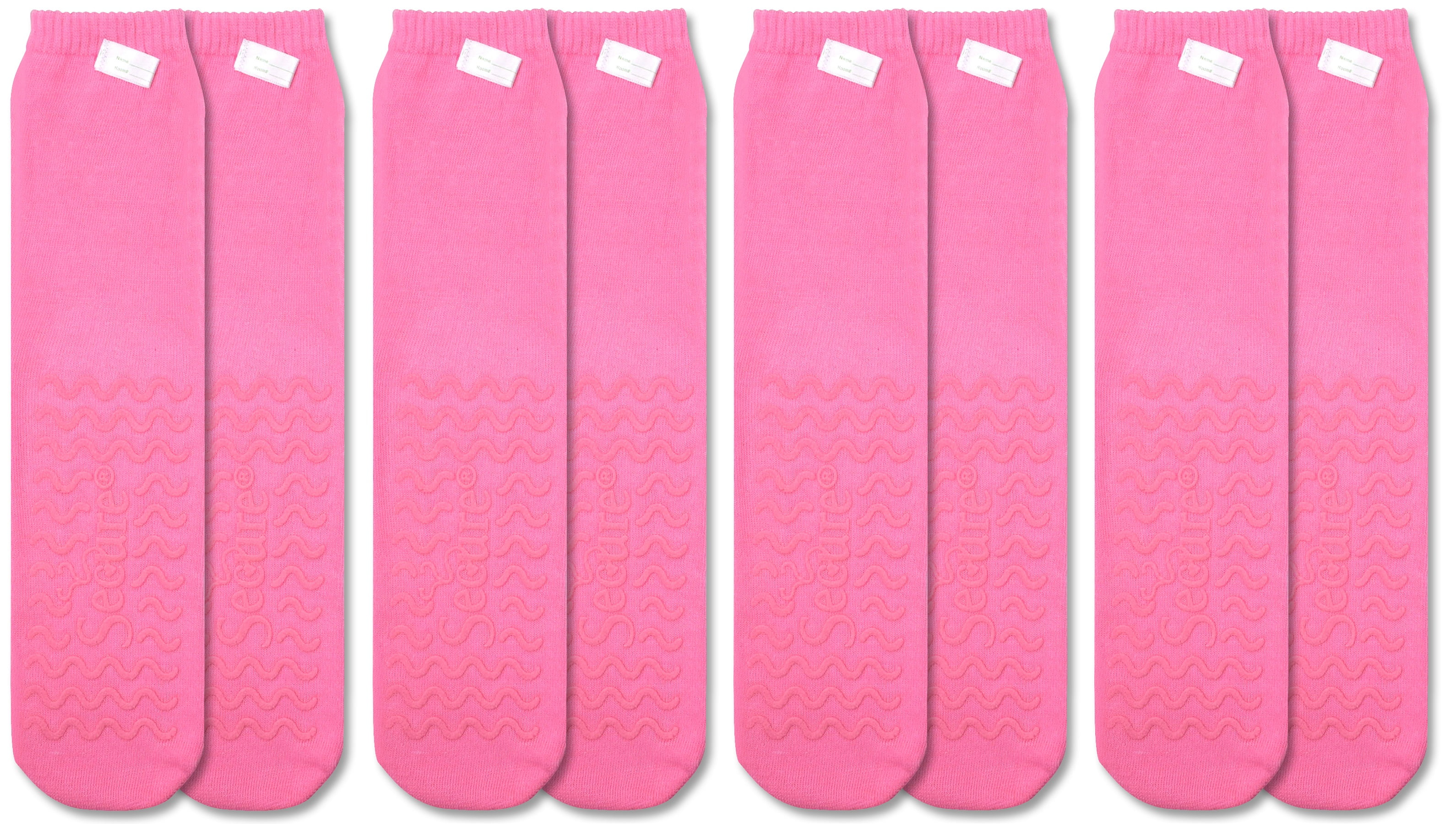 4 Pairs of Ultra Soft Non-Slip Grip Slipper Socks, Pink - Fall Injury ...