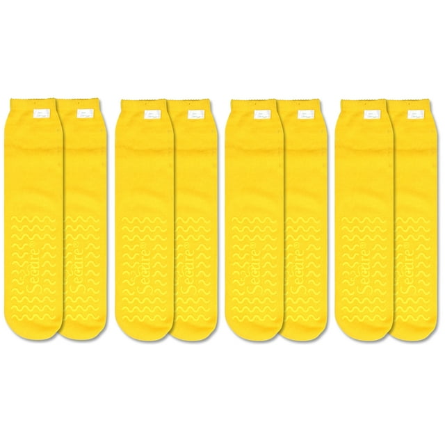 4 Pairs of Ultra Soft Non-Slip Grip Slipper Socks, Yellow - Fall Injury ...