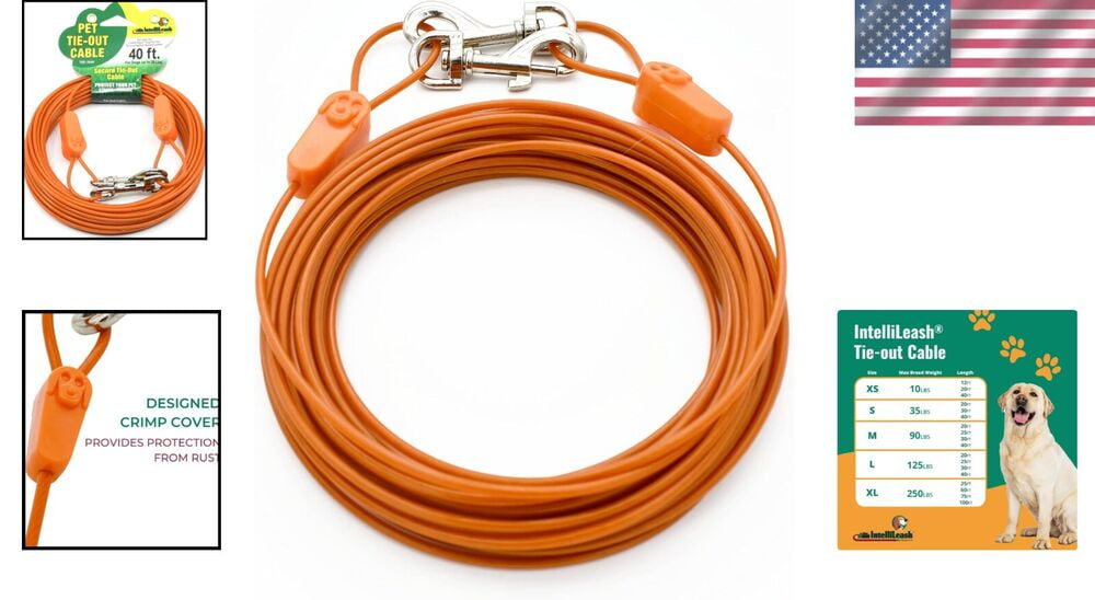 Secure 40FT Dog Tie-Out Cable - Rust-Resistant Aircraft Cable for ...