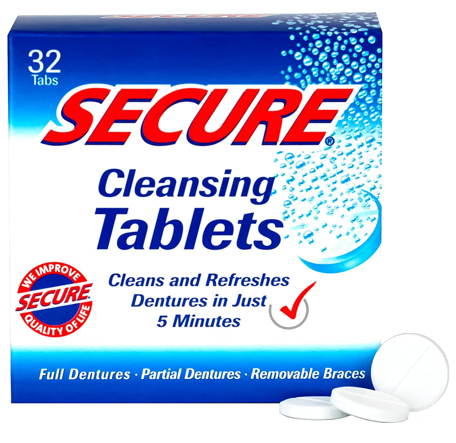 Secure Anti-Plaque Cleansing Tablets PH Formula Removes Odors, Stains ...